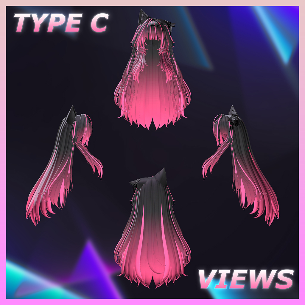 Luminous Two Side Twin Tail Hair Highlights Texture 【VRC Hair Texture ...