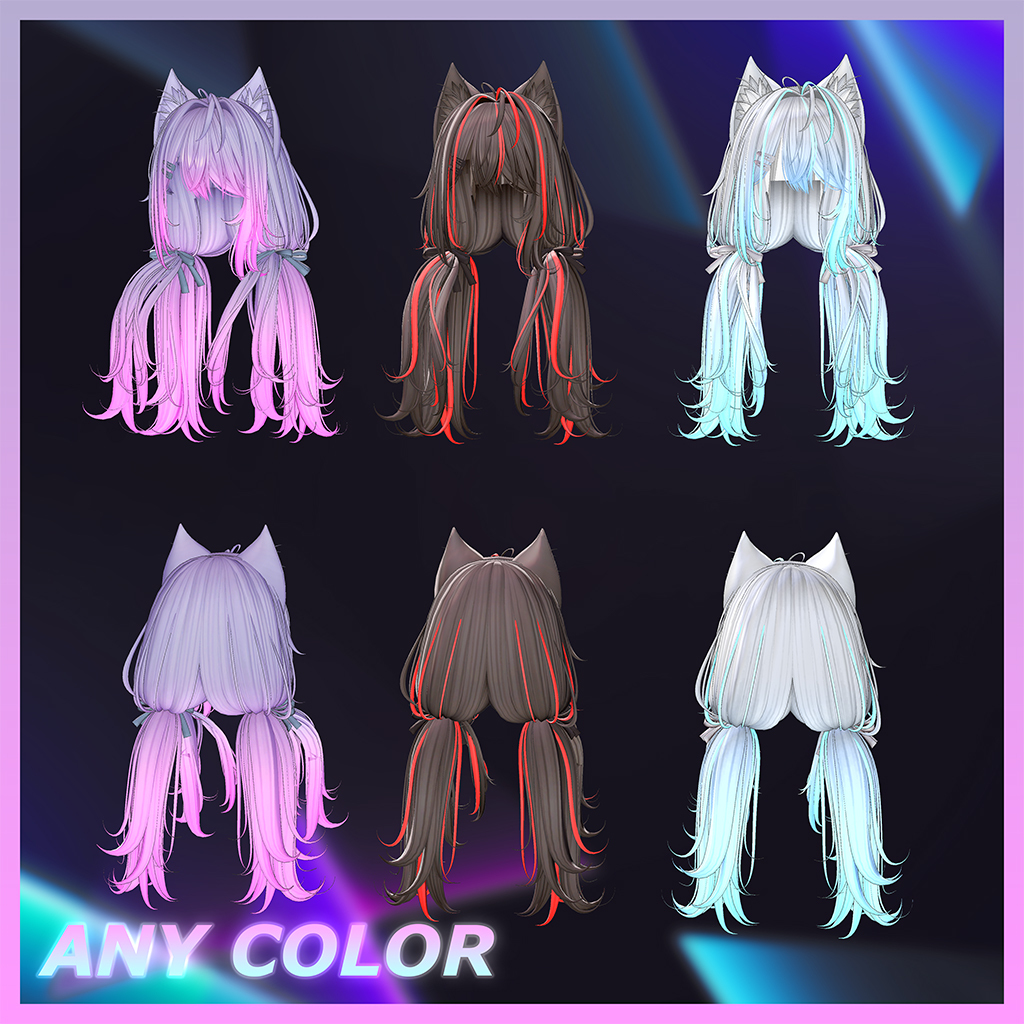 Oversleep low Twin Tail Highlights Texture 【VRC Hair Texture - GLAY ...