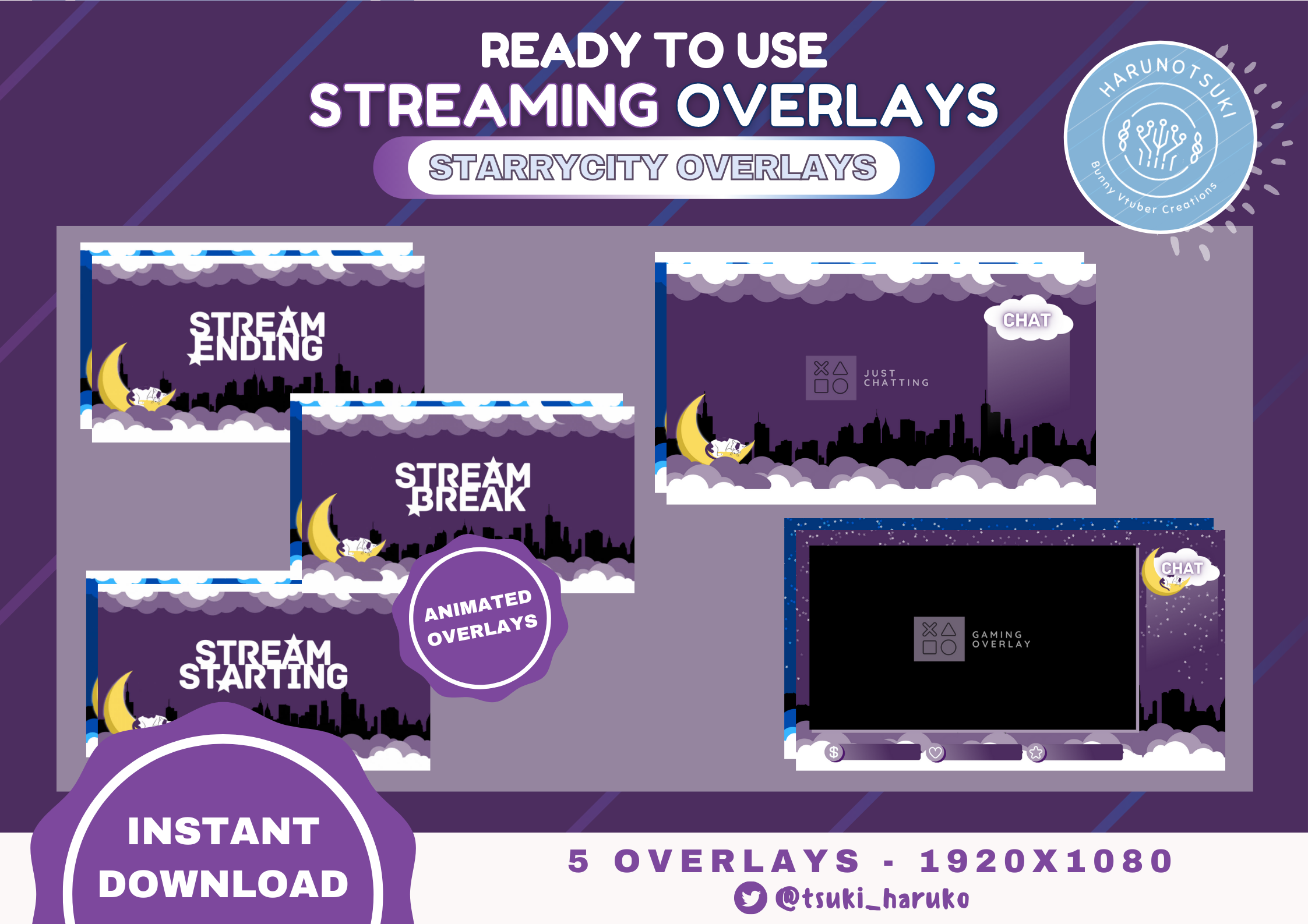 【StarryCity Overlays】|| Free Vtuber Overlays - RUKO | shop & comms - BOOTH