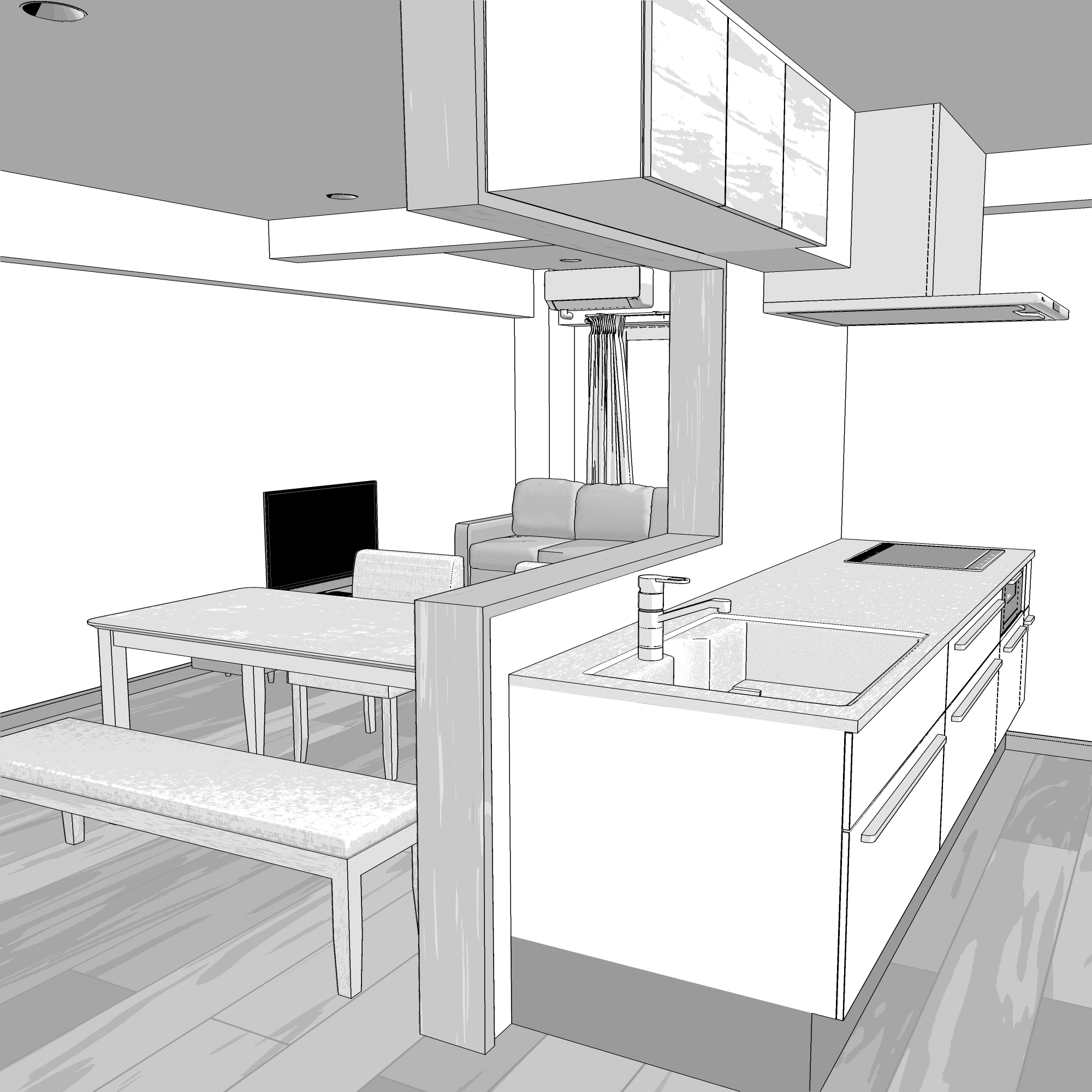 3D_LDK(リビングダイニングキッチン)【クリスタ用素材】 - モデライズ(旧3Dモデル製作所) - BOOTH