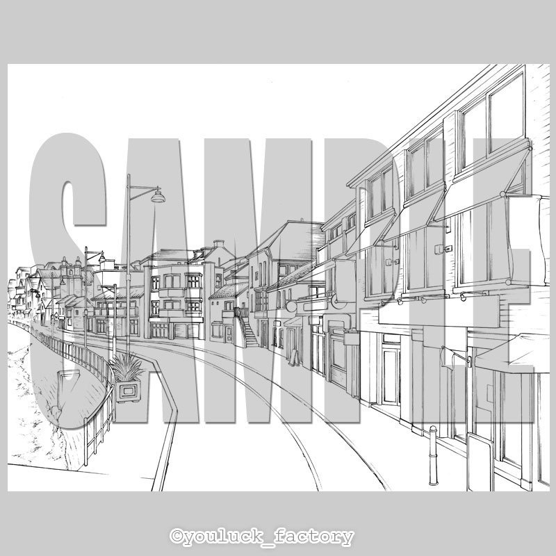 マンガ背景素材集 YL-14「街並」 - 有楽舎工房 BOOTH店 - BOOTH