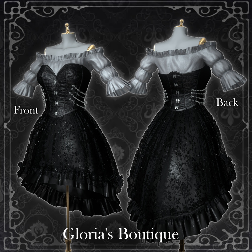 Obsidian Voyager - Gothic Pirate Dress for Vrchat - Gloria_3D - BOOTH