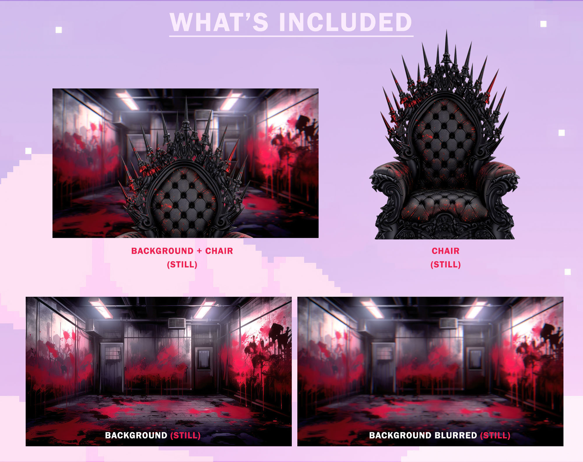 Vtuber Background, Vtuber Chair, Bloody throne, Horror vtuber asset ...