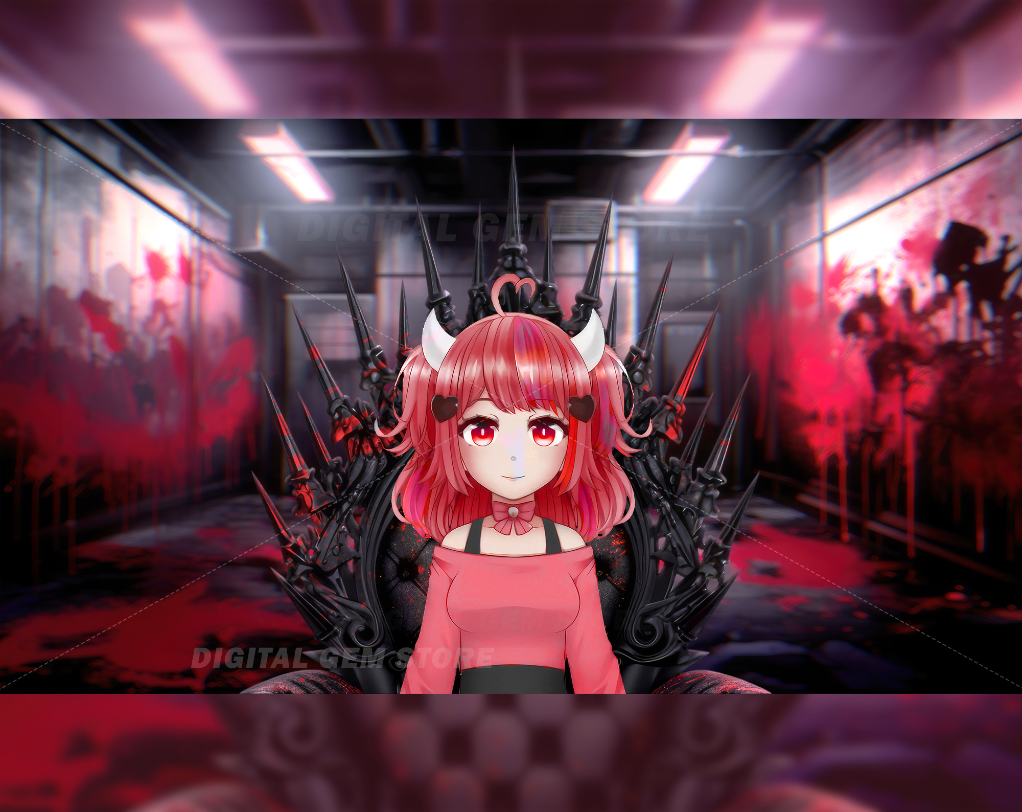 Vtuber Background, Vtuber Chair, Bloody throne, Horror vtuber asset ...