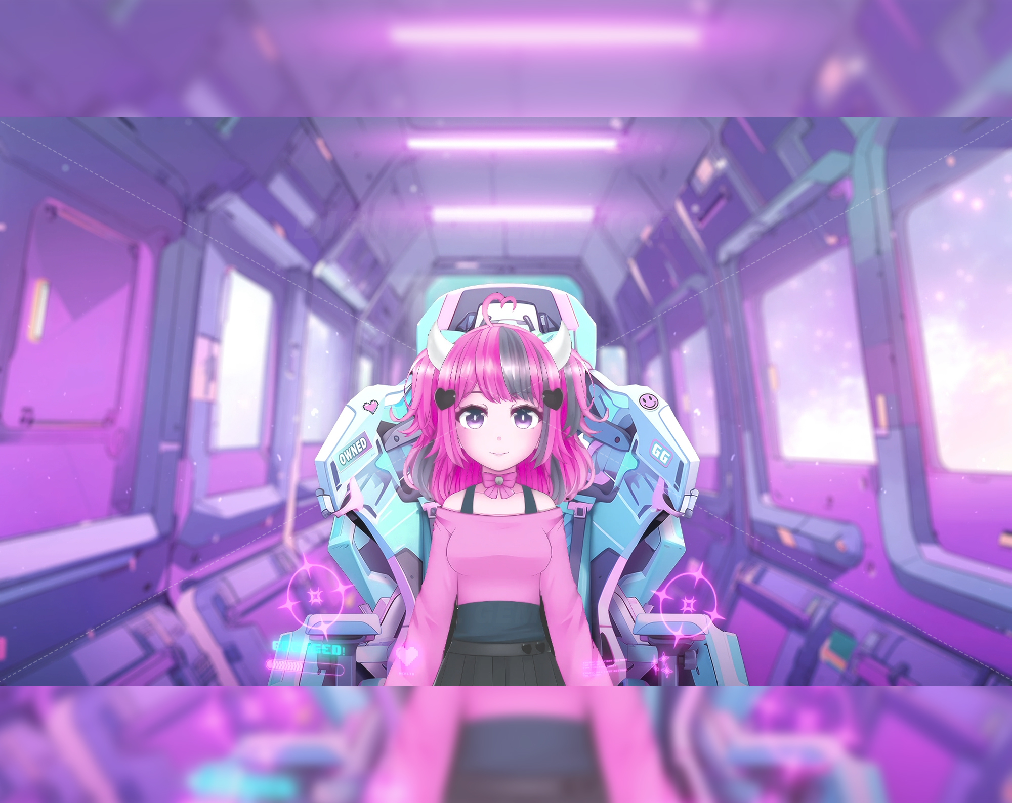 Animated Vtuber Background, Vtuber Chair, Pastel Mecha Cockpit, vtuber ...