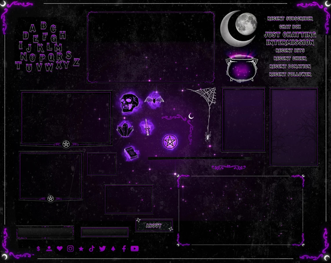 Gothic stream package, twitch stream overlay, stream decoration, gothic ...