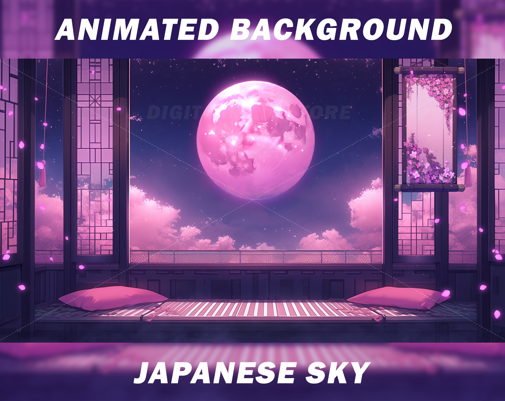 Vtuber Animated Background for Twitch, Japanese Sky animated background ...