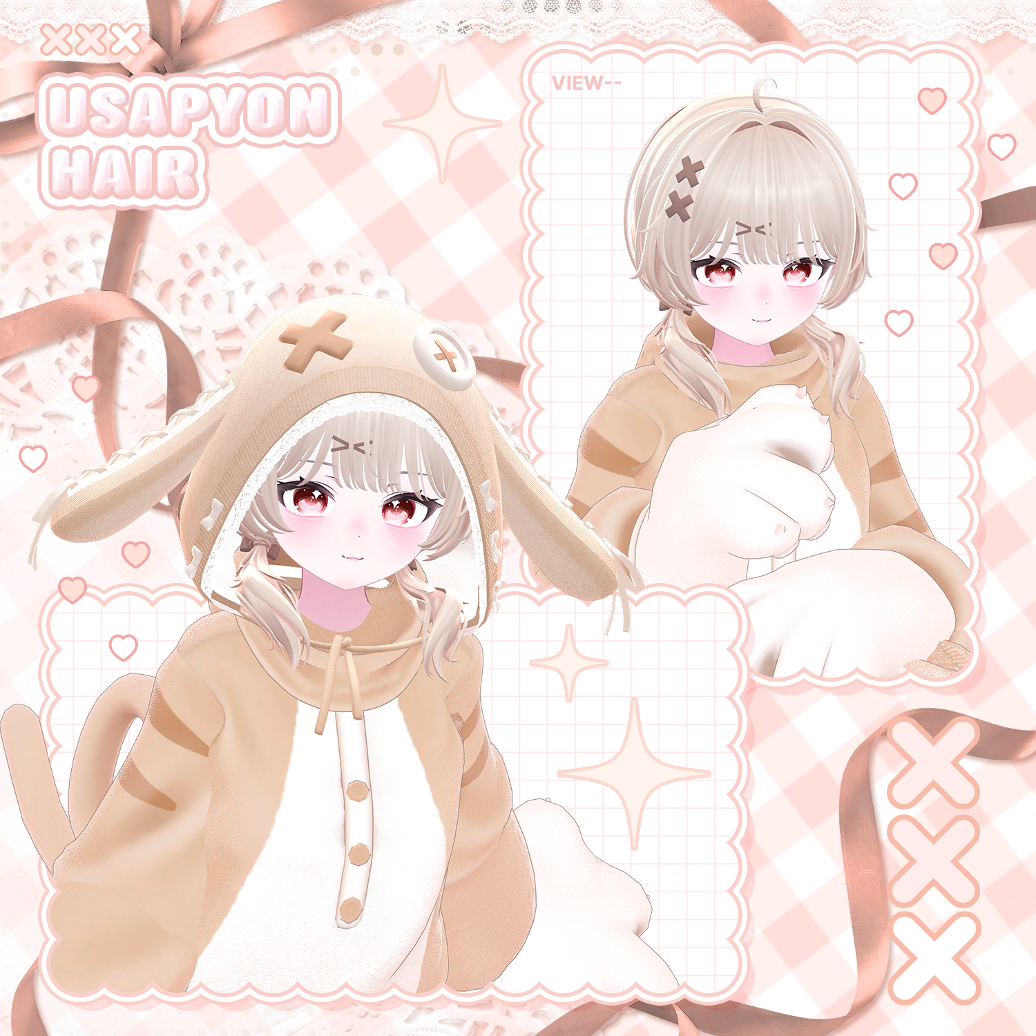 【3Dモデル】Usapyon TwinHair (14 Avatar) - RAKOKO - BOOTH