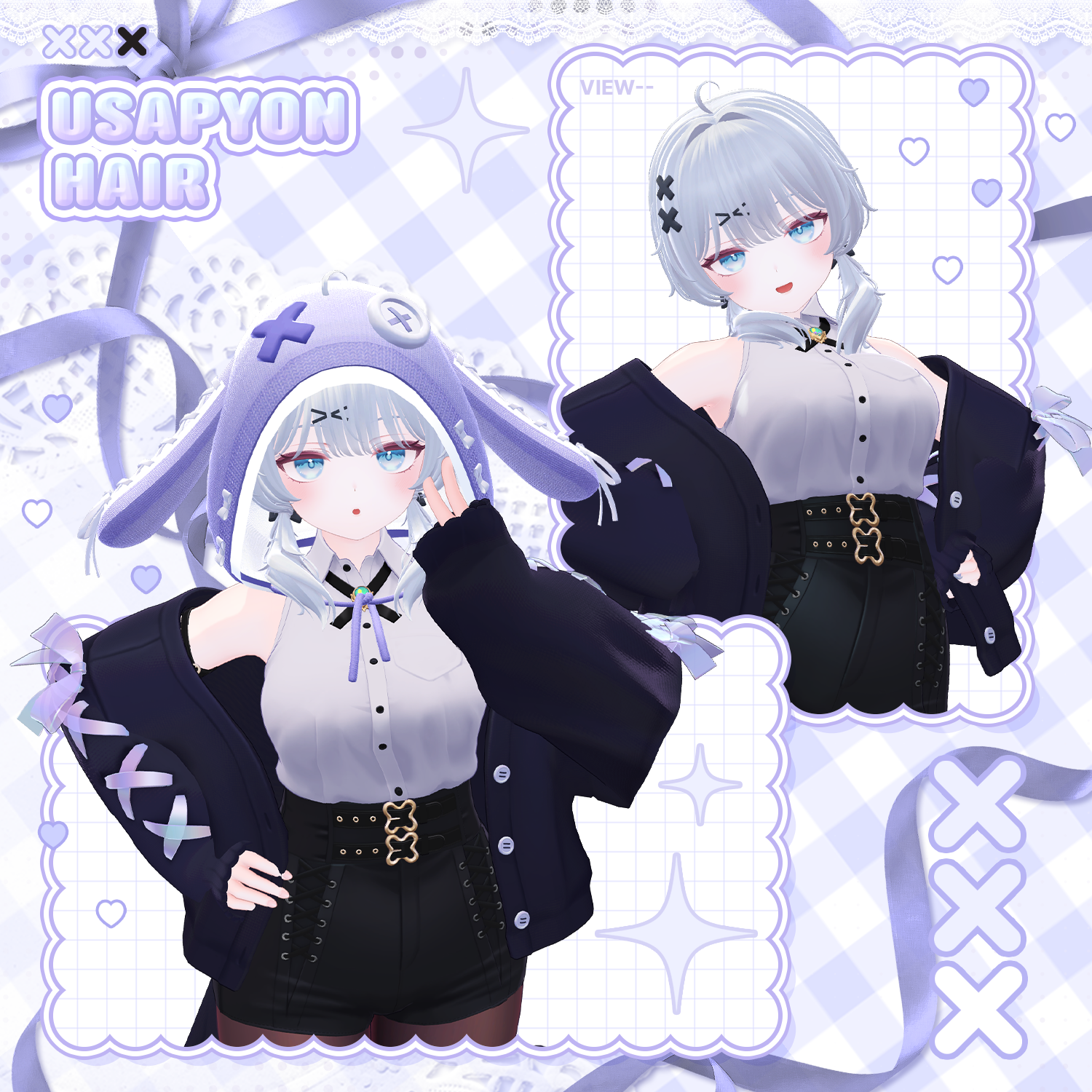 【3Dモデル】Usapyon TwinHair (17 Avatar) - RAKOKO - BOOTH