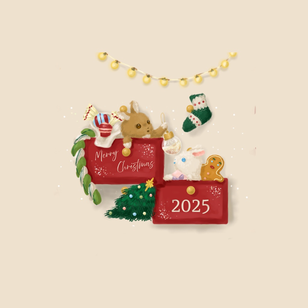 【WALL PAPER】うさぎのピクちゃん12月│Bunny the Pic December - Miki-mochi - BOOTH