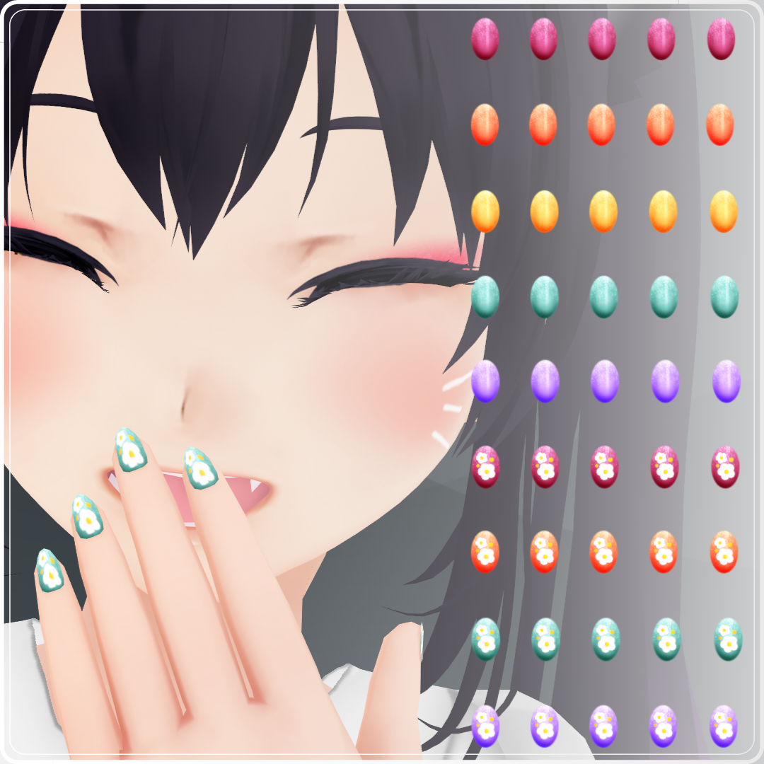 【VRoid】 Cute, Flowers and Bunnies Nails Set - Spring 2024 - Rori Shop ...