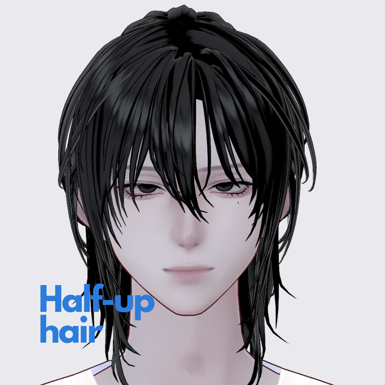 VRoid ハーフアップ ヘアプリセット Half-up Hair preset - Cobalt, - BOOTH