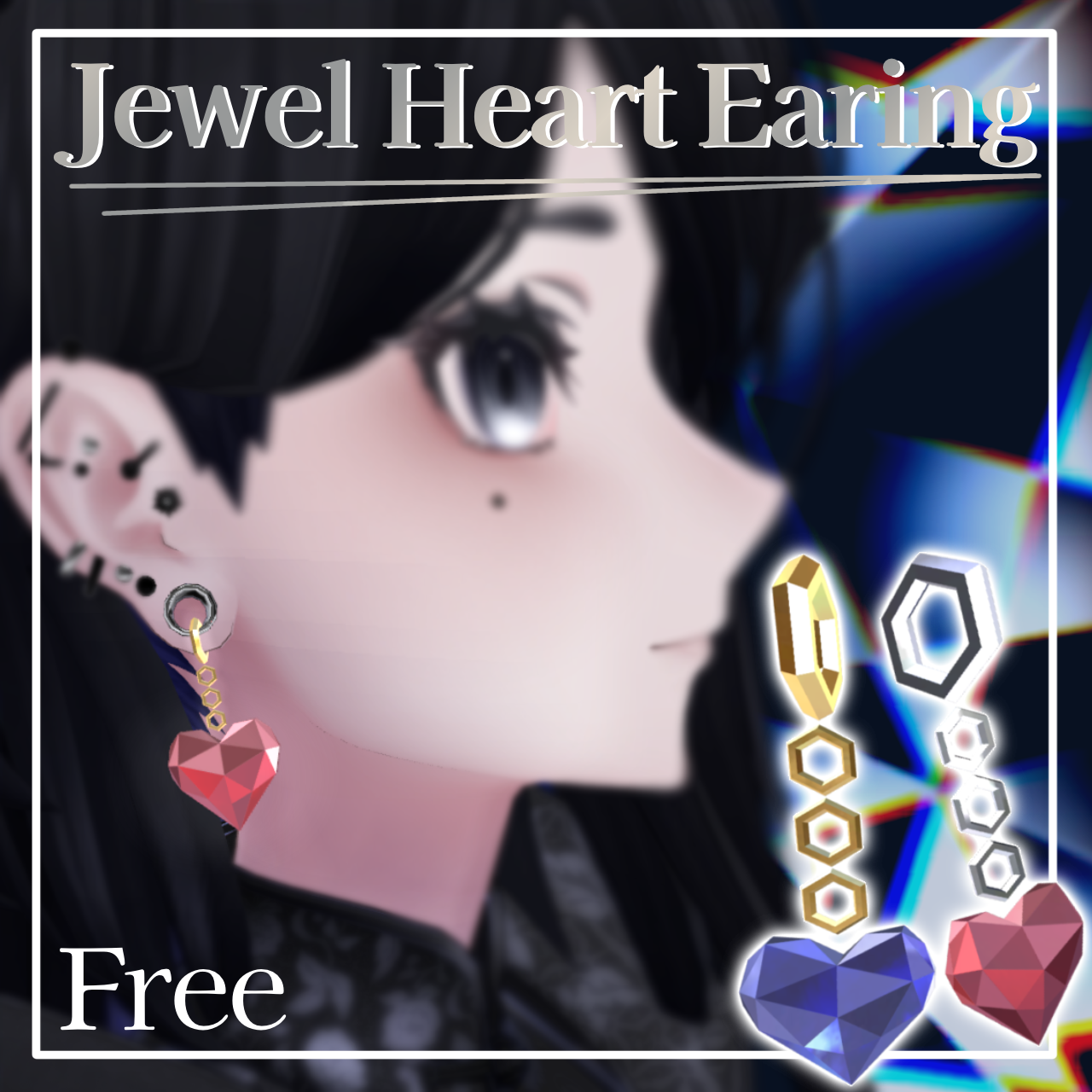 【無料/Free】Jewel Heart Earing 【#VRChat】【MA対応】 - #SNOW_XTAL - BOOTH