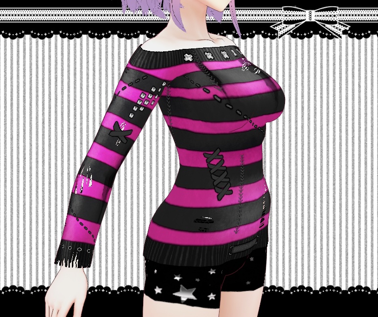 Distressed Striped Sweater for VRoid - 25 colors - battynator-store - BOOTH