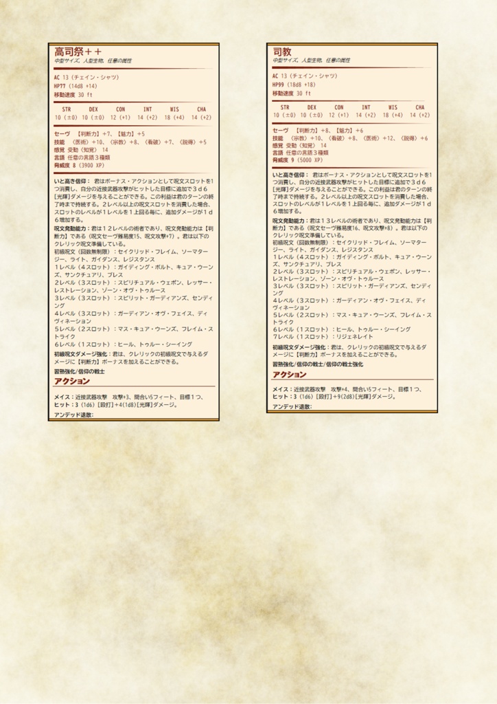 戦闘用NPCデータ集 クレリック第1巻 - シヲリさんのお店 - BOOTH