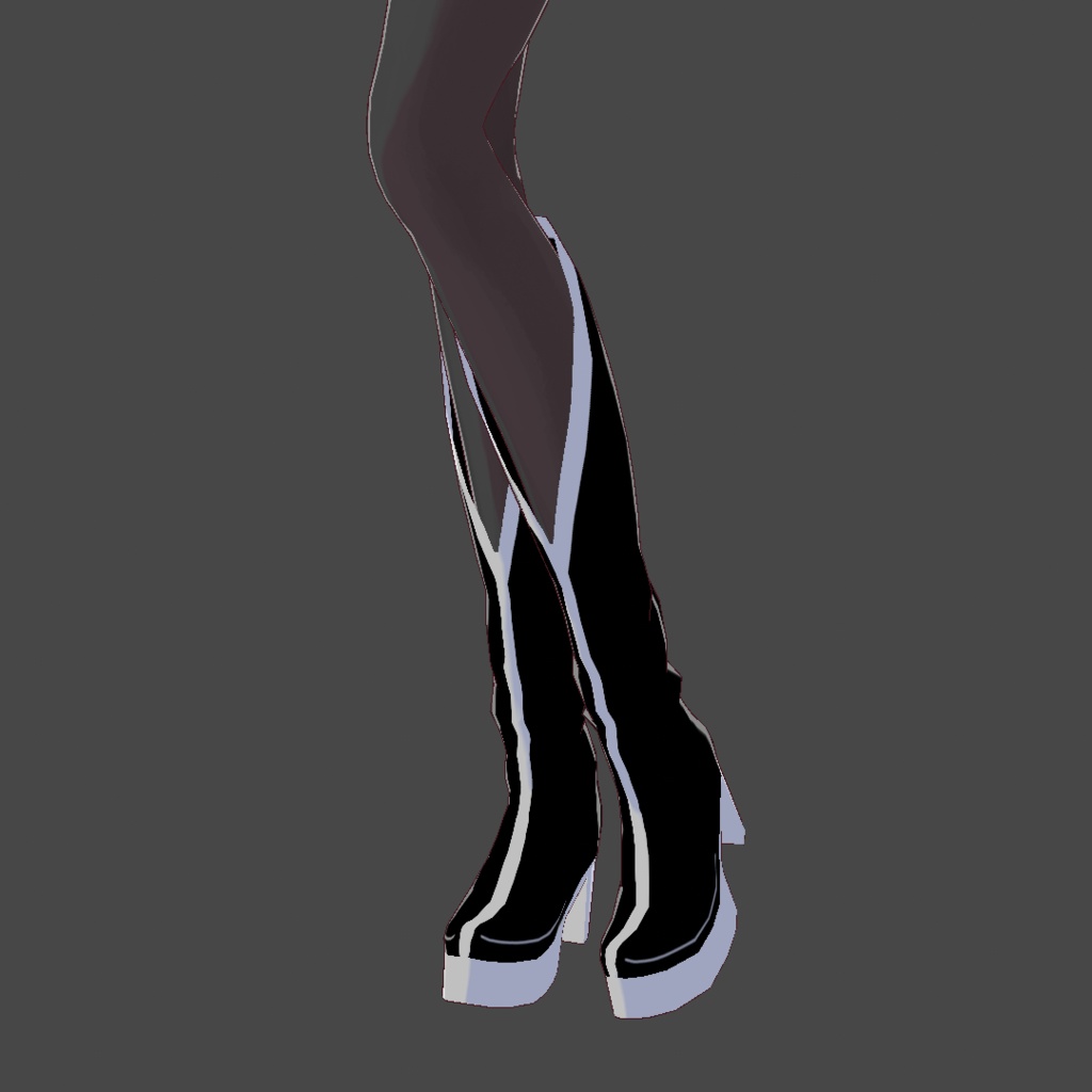 [VRoid] Black-Silver High Heeled Boots - yudi080898 Shop - BOOTH
