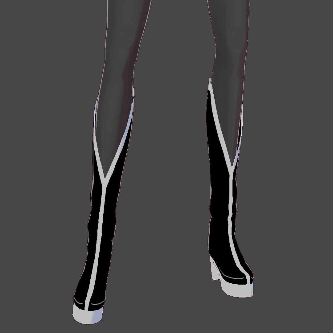 [VRoid] Black-Silver High Heeled Boots - yudi080898 Shop - BOOTH