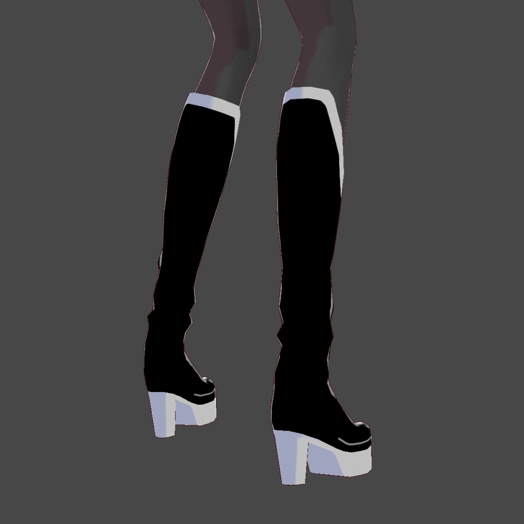 [VRoid] Black-Silver High Heeled Boots - yudi080898 Shop - BOOTH