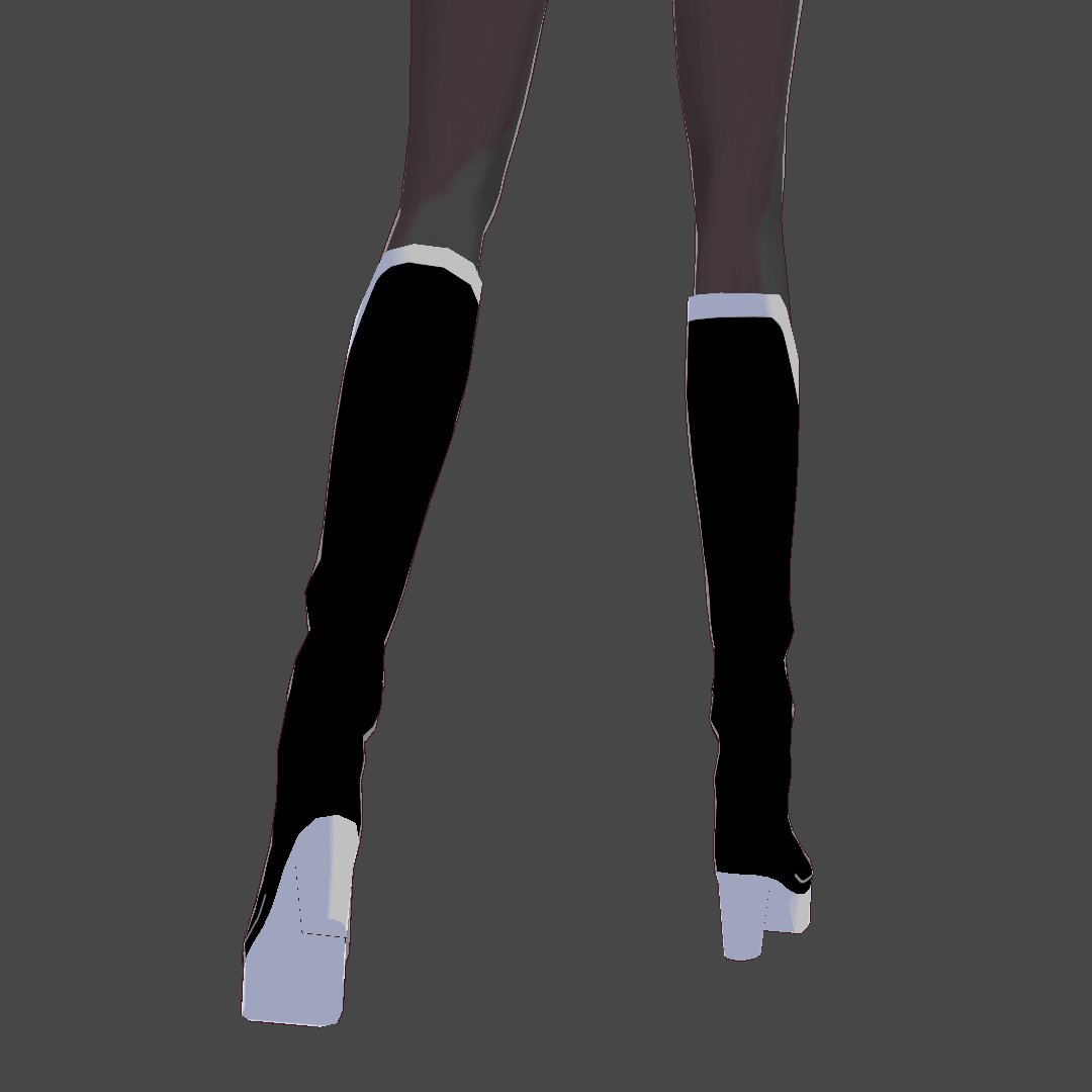 [VRoid] Black-Silver High Heeled Boots - yudi080898 Shop - BOOTH