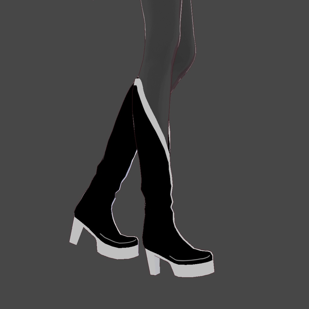 [VRoid] Black-Silver High Heeled Boots - yudi080898 Shop - BOOTH