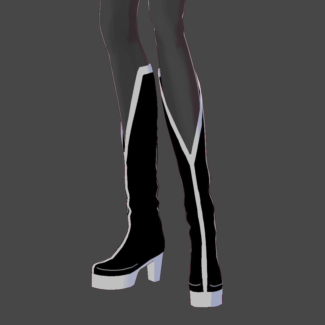 [VRoid] Black-Silver High Heeled Boots - yudi080898 Shop - BOOTH
