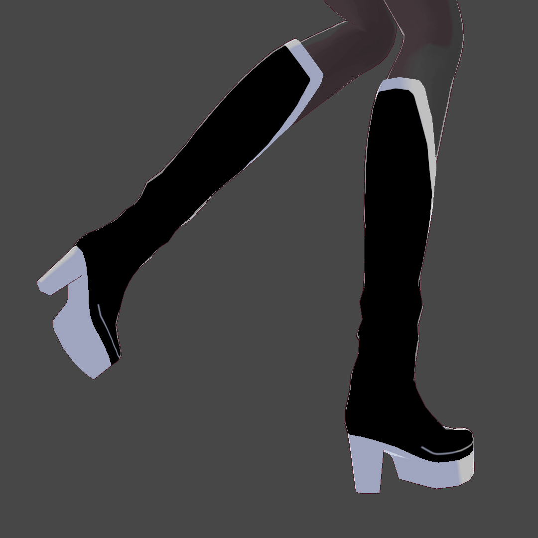 [VRoid] Black-Silver High Heeled Boots - yudi080898 Shop - BOOTH