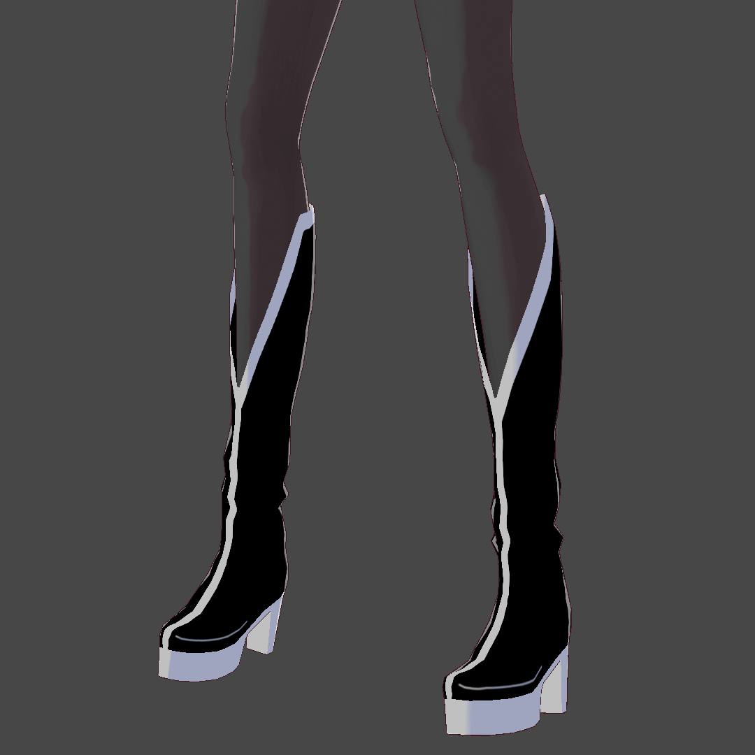 [VRoid] Black-Silver High Heeled Boots - yudi080898 Shop - BOOTH