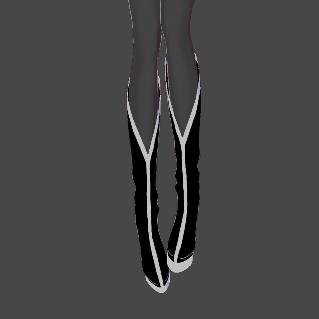 [VRoid] Black-Silver High Heeled Boots - yudi080898 Shop - BOOTH