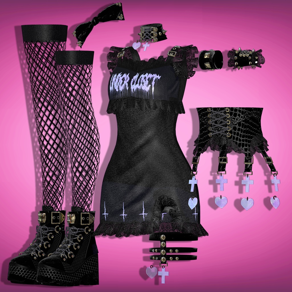 ♡GOTH GIRL SET＆GOTH BOOTS♡【セレスティア対応・セレスティア専用】 - C.C.MATILDA - BOOTH