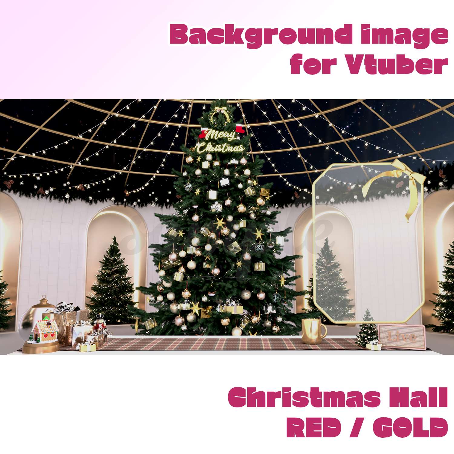 [Vtuber Background] 버튜버 크리스마스 배경 Christmas Hall 2 color / vtuber用クリスマスの ...