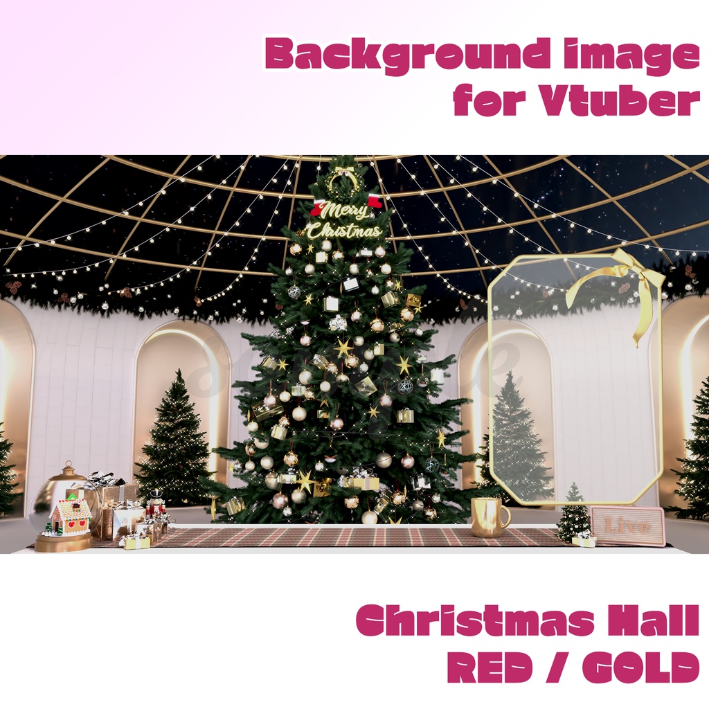 [Vtuber Background] 버튜버 크리스마스 배경 Christmas Hall 2 color / vtuber用クリスマスの ...