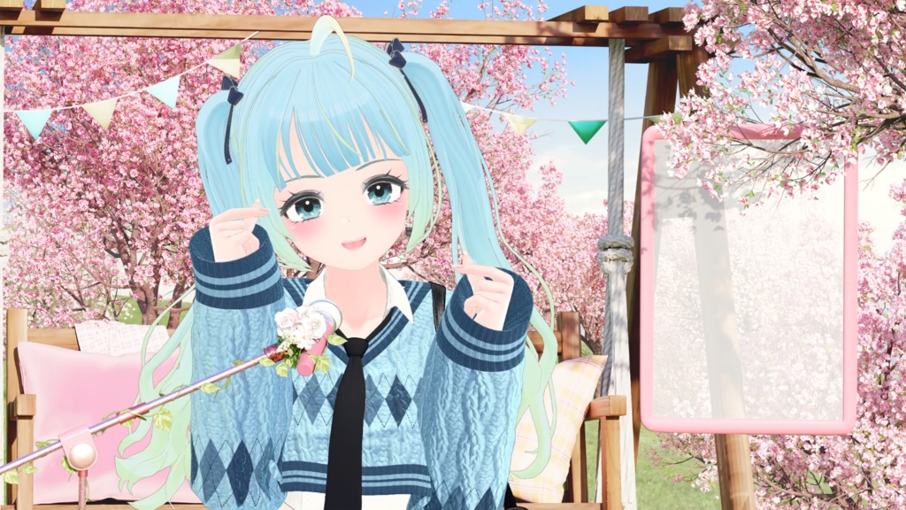 [Vtuber] Flower Garden Background image (Day) / 벚꽃 정원의 벤치 낮버전 - Small ...