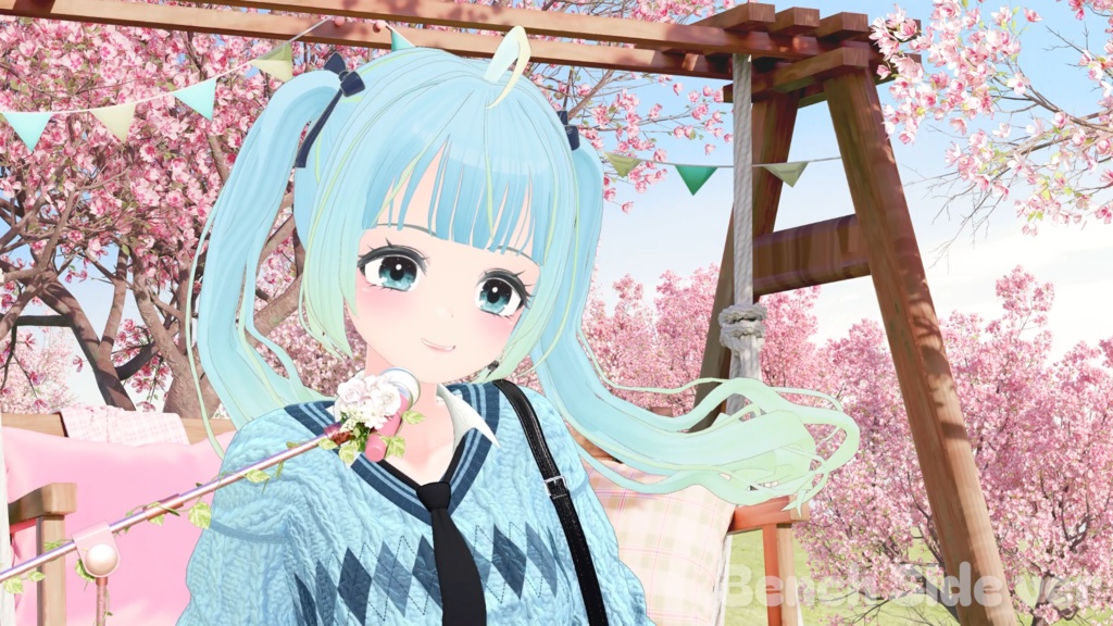 [Vtuber] Flower Garden Background image (Day) / 벚꽃 정원의 벤치 낮버전 - Small ...