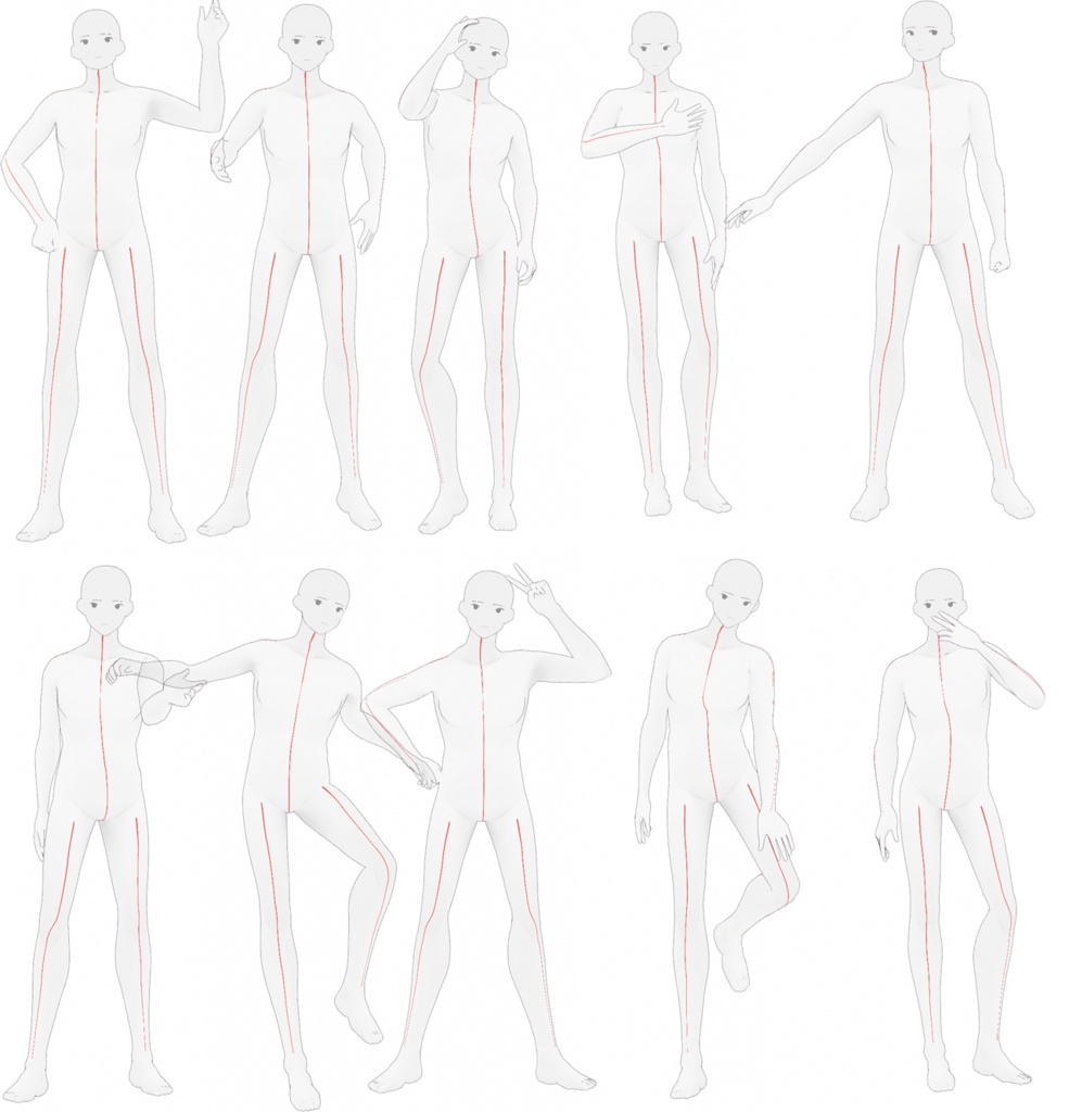 【トレス素材】男性「立ち姿」ポーズ集3 Illust Pose Booth