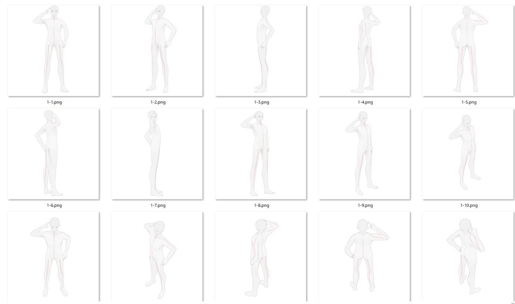 【トレス素材】男性立ちポーズ集【50ポーズ】 Illust Pose Booth