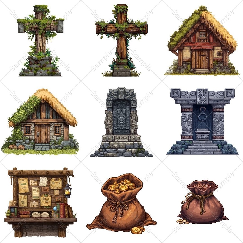 【透過済250点】ドット絵風アイテム[png]｜TRPG・ファンタジー・ゲーム・アイテム - 🪼くらげさんの背景素材 - BOOTH