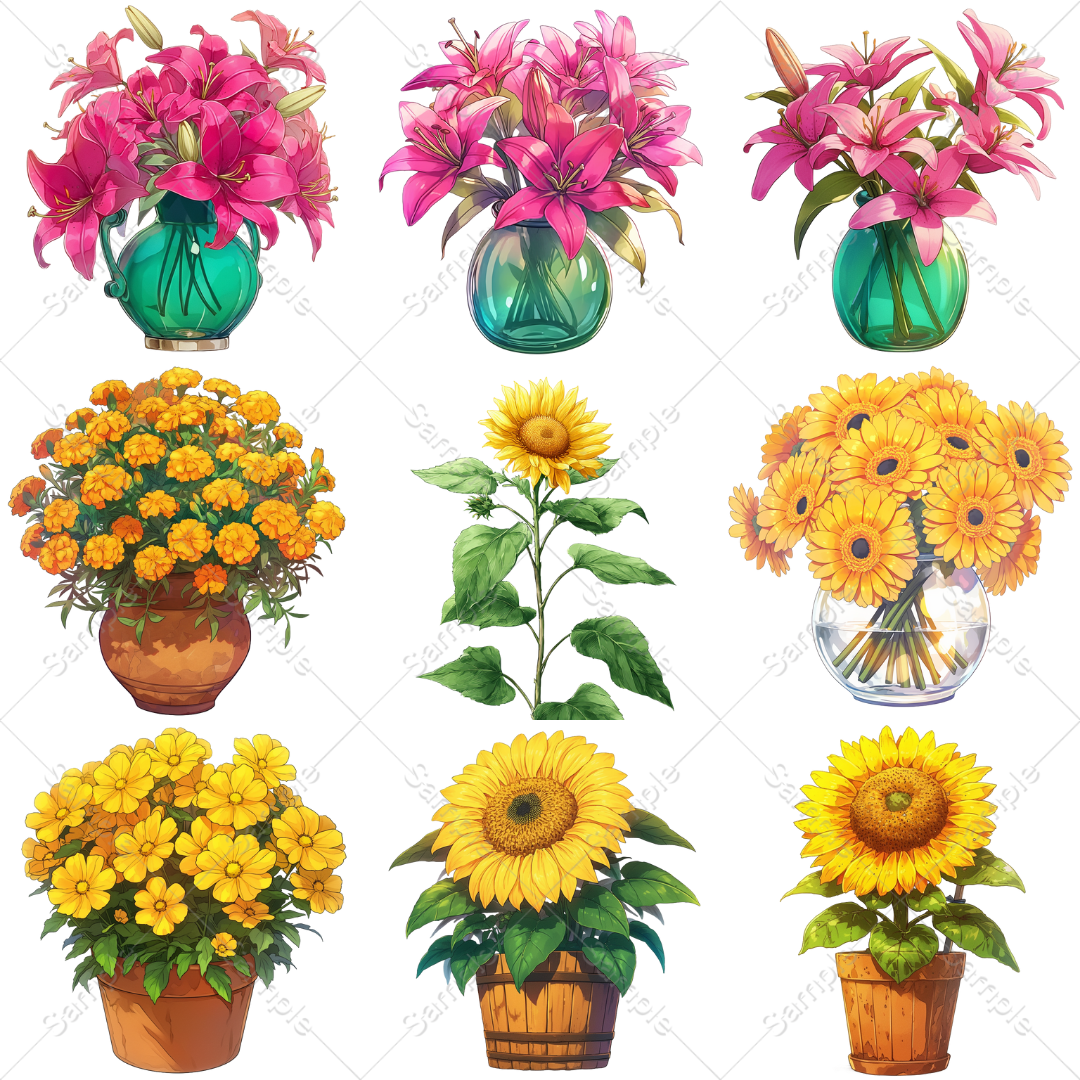 【透過115点】花イラスト素材 [PNG]｜ファンタジー・TRPG・ゲーム・デザイン用 - 🪼くらげさんの背景素材 - BOOTH