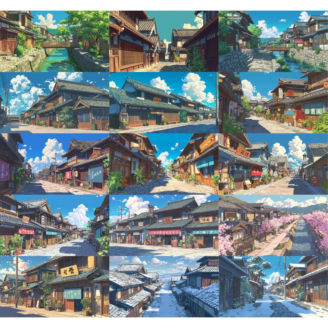【TRPG背景素材】小江戸風 100枚｜春夏秋冬･街並み･川沿い･裏路地etc - 🪼くらげさんの背景素材 - BOOTH