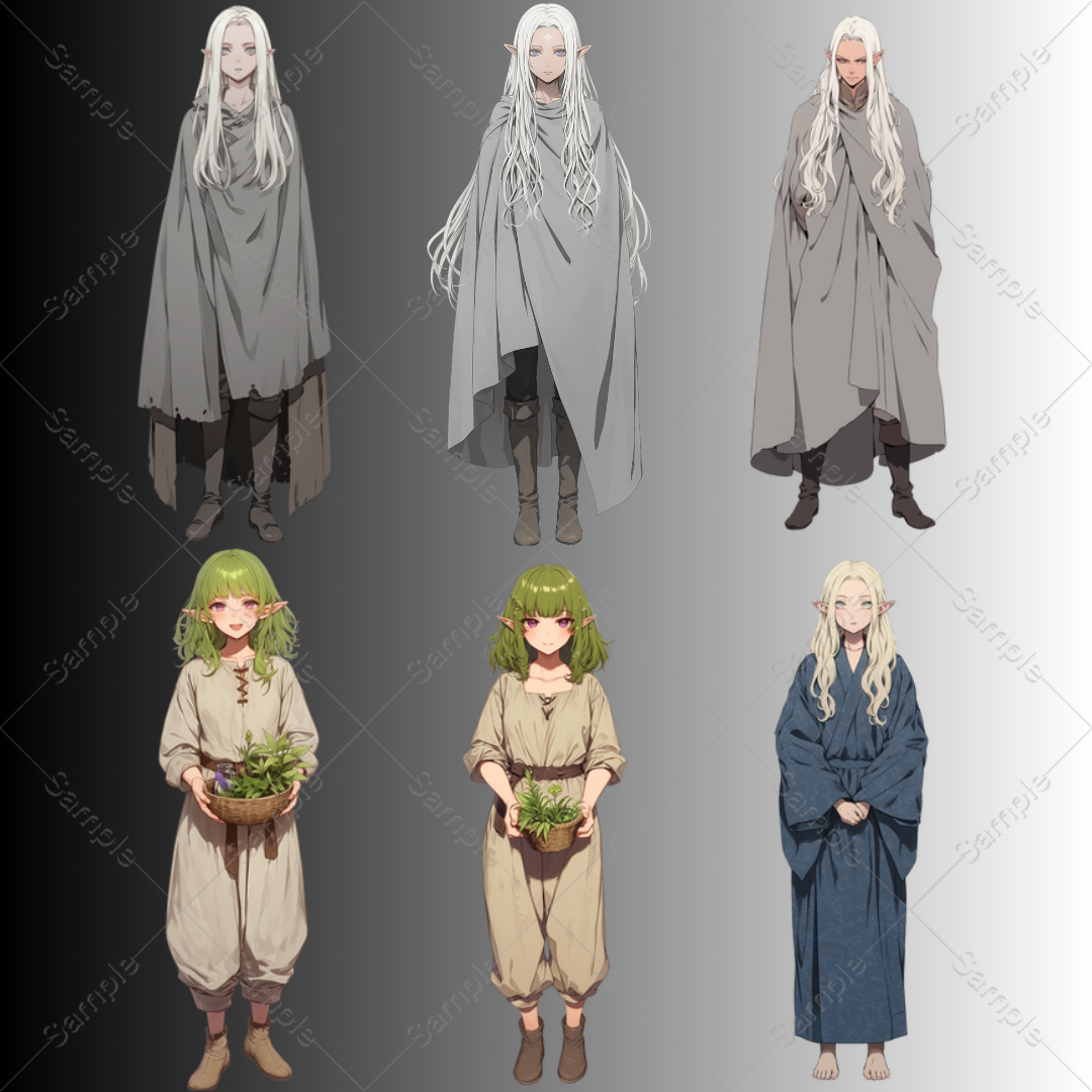 【立ち絵素材】エルフ [PNG25点]｜ファンタジー・TRPG・ゲームNPC・モブ - 🪼くらげさんの背景素材 - BOOTH