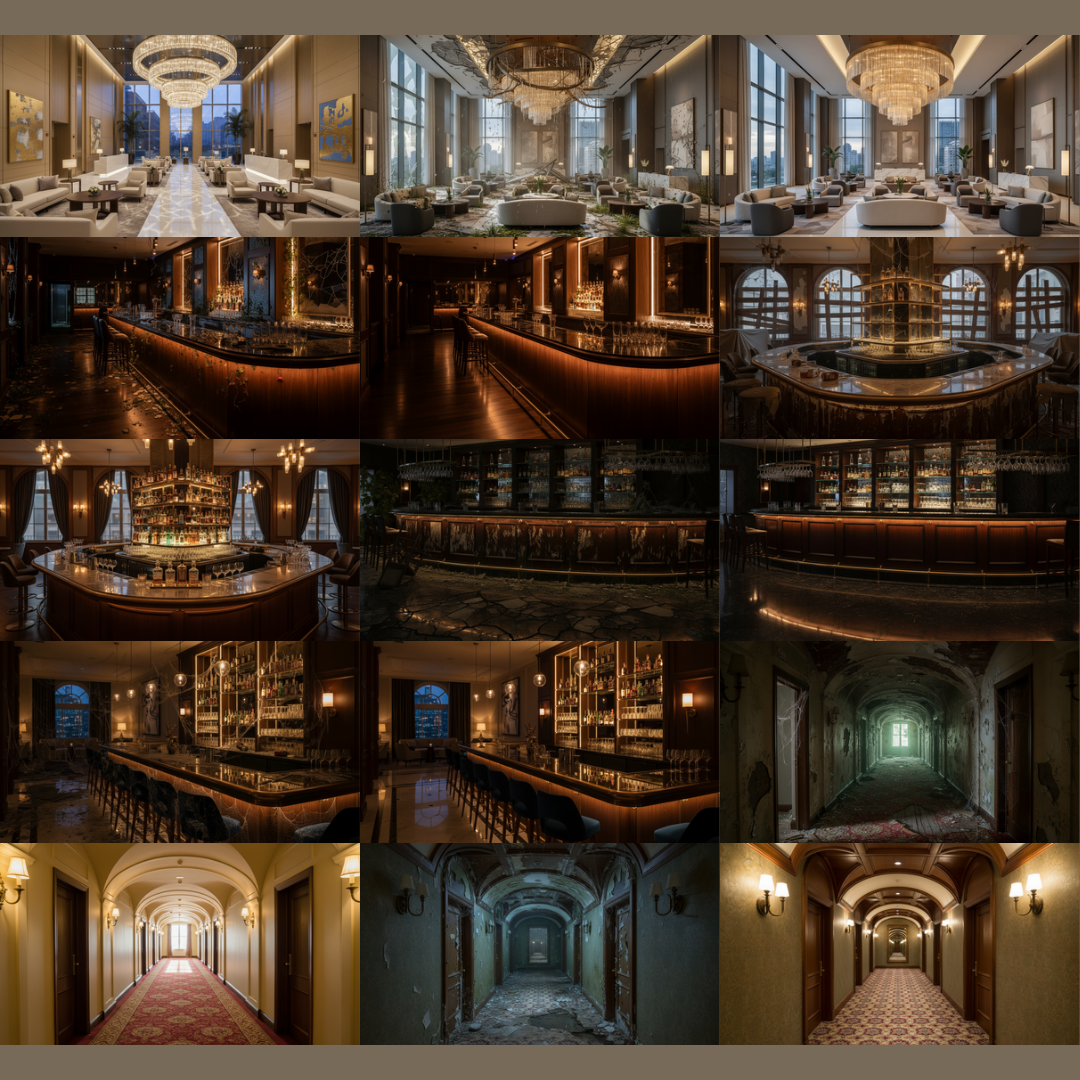 【背景素材】 ホテル差分 廃墟化 112枚｜屋内プール・スイートルーム・カフェ・外観・バー・廊下・ホテル客室etc（TRPG, マダミス, ココフォリア, ゲーム） - 🪼くらげさんの背景素材 ...