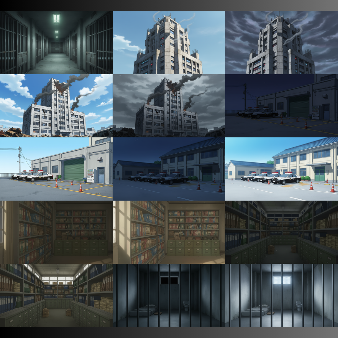 【背景素材】 警察署/差分あり 56枚｜受付・廊下・牢屋・取調室・屋上・外観・パトカー置き場etc（TRPG, マダミス, ココフォリア, ゲーム） - 🪼くらげさんの背景素材 - BOOTH