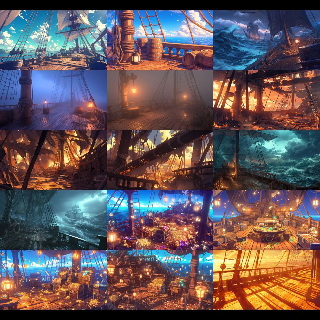 【背景素材】 海賊船 135枚｜デッキ•外観•大砲•寝室•通路•武器庫•貨物室etc（TRPG, マダミス, ココフォリア, ゲーム） - 🪼くらげさんの背景素材 - BOOTH