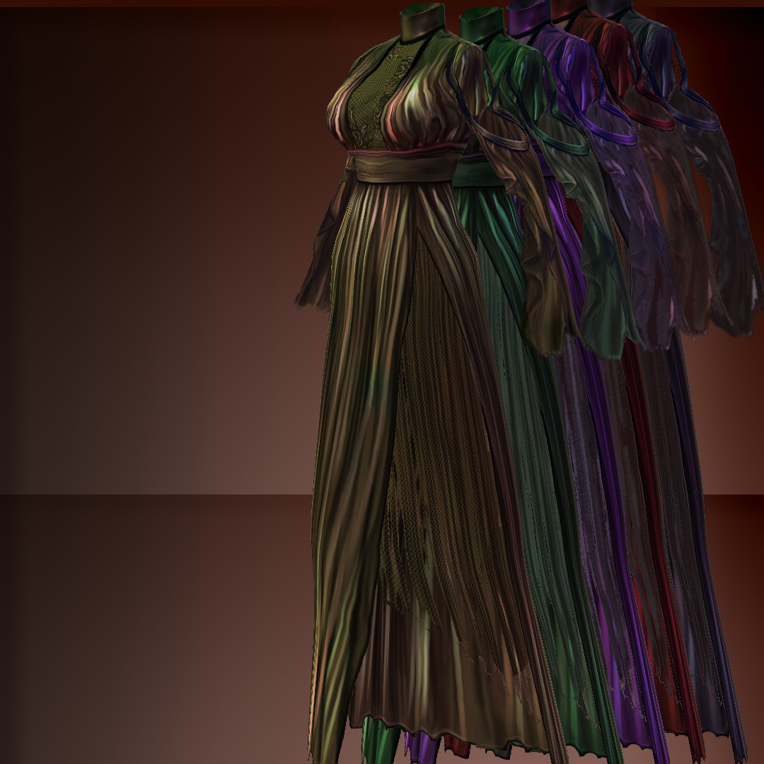 Vroid: elegant dress with transparent sleeves - The_Gambling_Jester - BOOTH