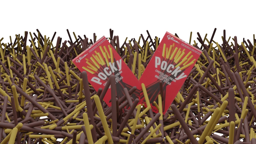 3d model of pocky Biscuit stick Chocolate/ ポッキー ビスケットスティック チョコレート made ...