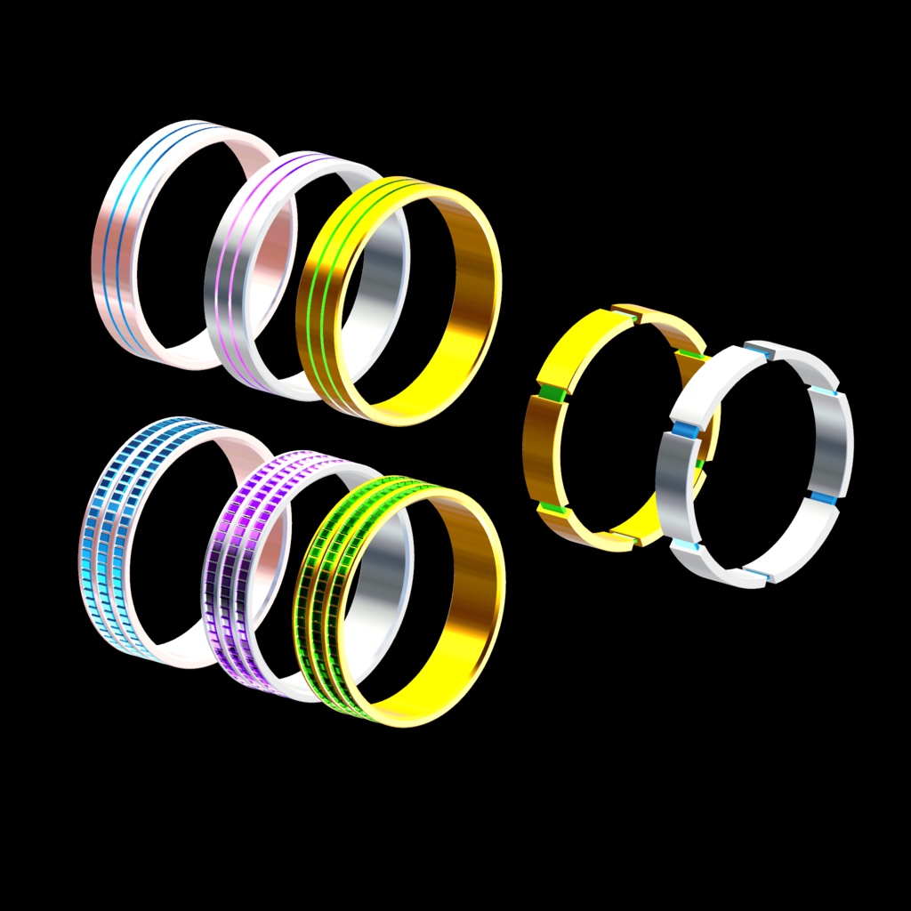 VRC想定モデル『Simple Ring Set05』 - しらなみ雑貨 - BOOTH