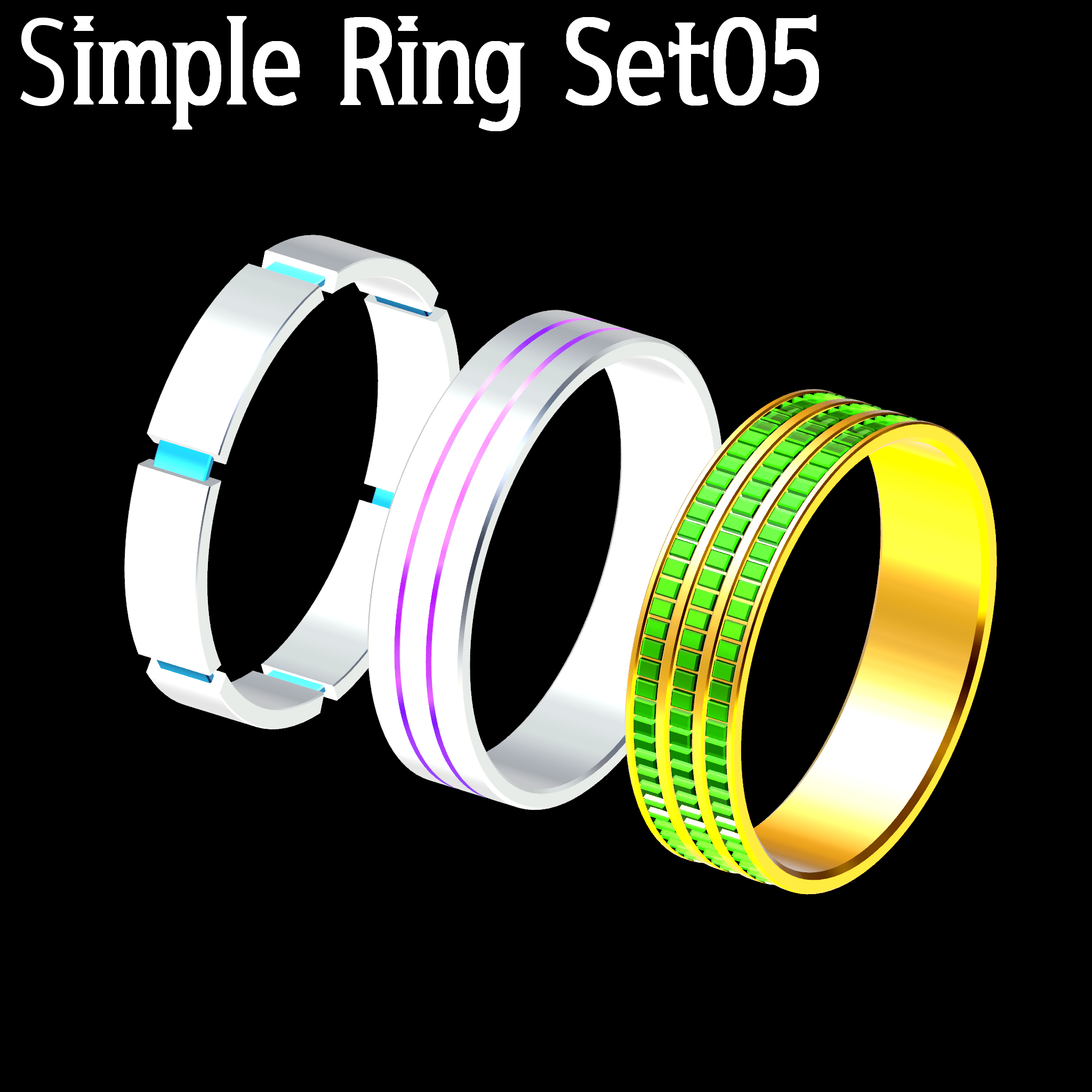 VRC想定モデル『Simple Ring Set05』 - しらなみ雑貨 - BOOTH