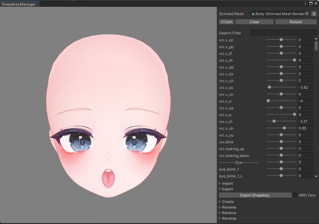 ShapeKey Manager for Unity - 🍓いちご🥛 - BOOTH