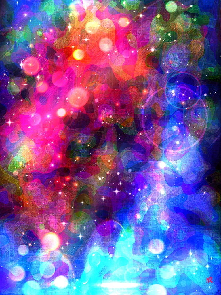 応援企画：a-1343 滲む 蒼い光の分離 Separation of bleeding blue light でキャンバスアート( F6 ...