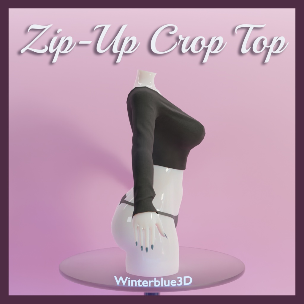 Zip-Up Crop Top [VRChat | Commercial Use] - winterblue - BOOTH