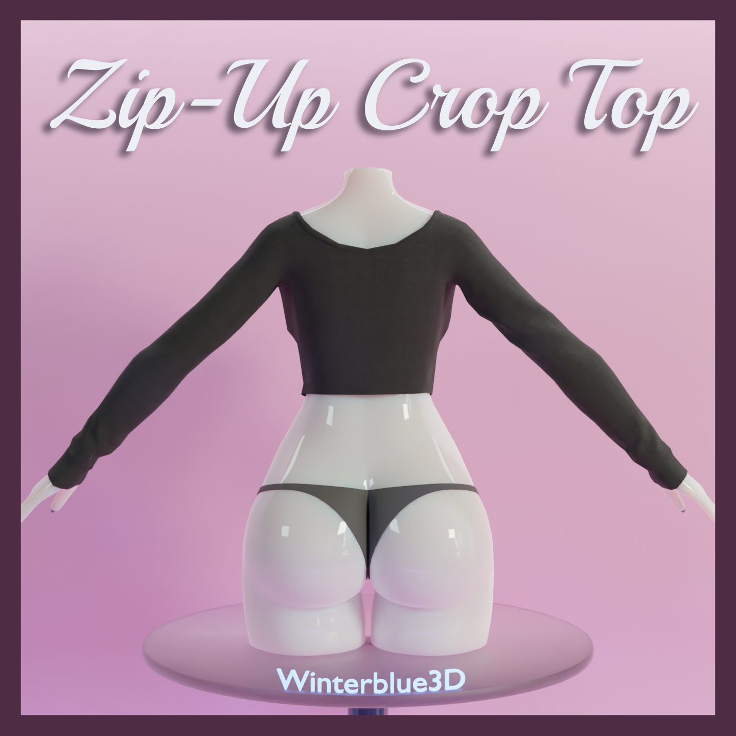 Zip-Up Crop Top [VRChat | Commercial Use] - winterblue - BOOTH